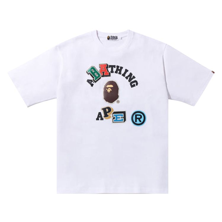 Buy BAPE Multi Fonts Relaxed Fit College Heavy Weight Tee 'White ...