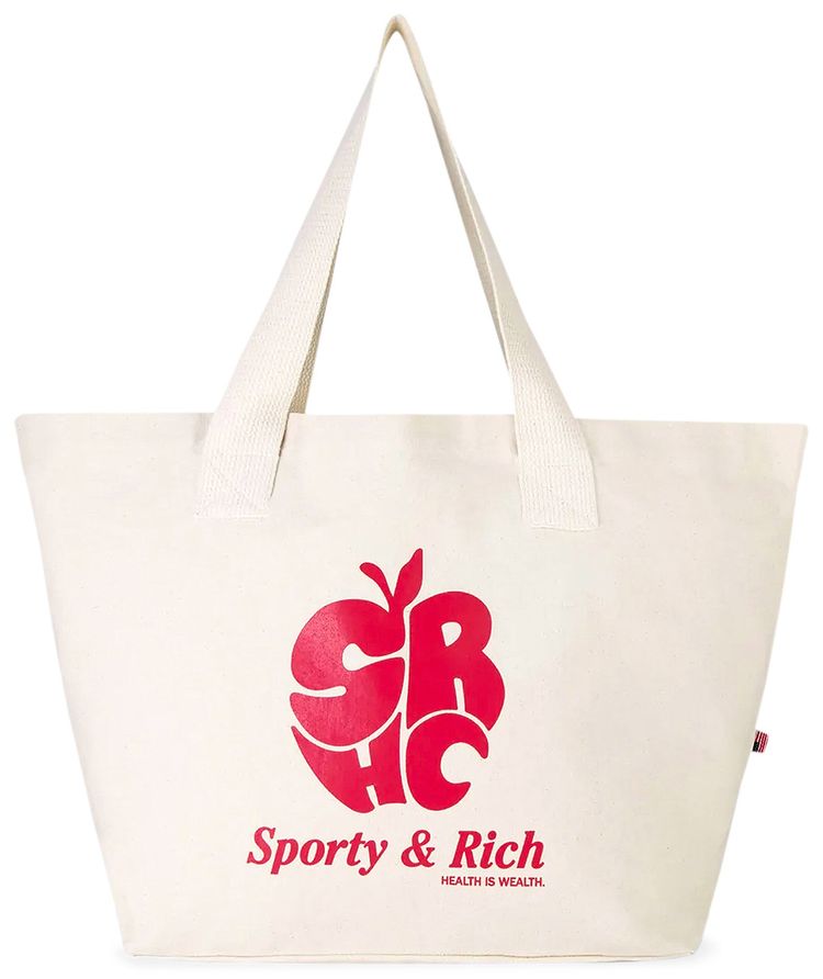 Buy Sporty & Rich Apple Tote Bag 'Natural/Red' - AC495NT NATU | GOAT