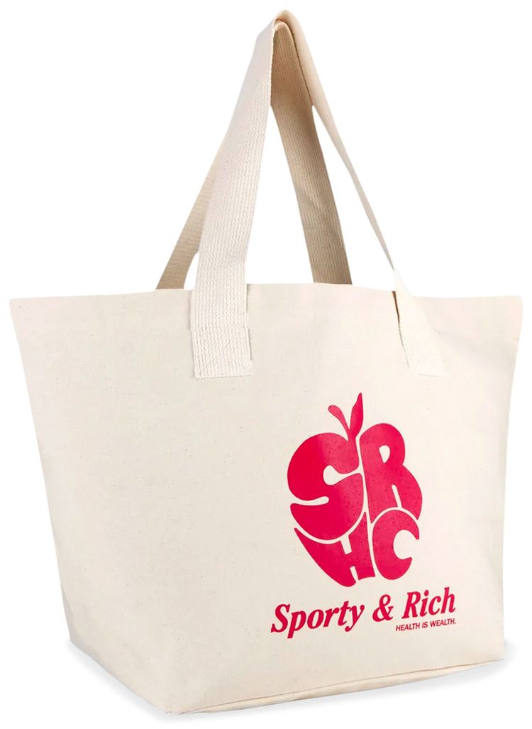 Buy Sporty & Rich Apple Tote Bag 'Natural/Red' - AC495NT NATU | GOAT