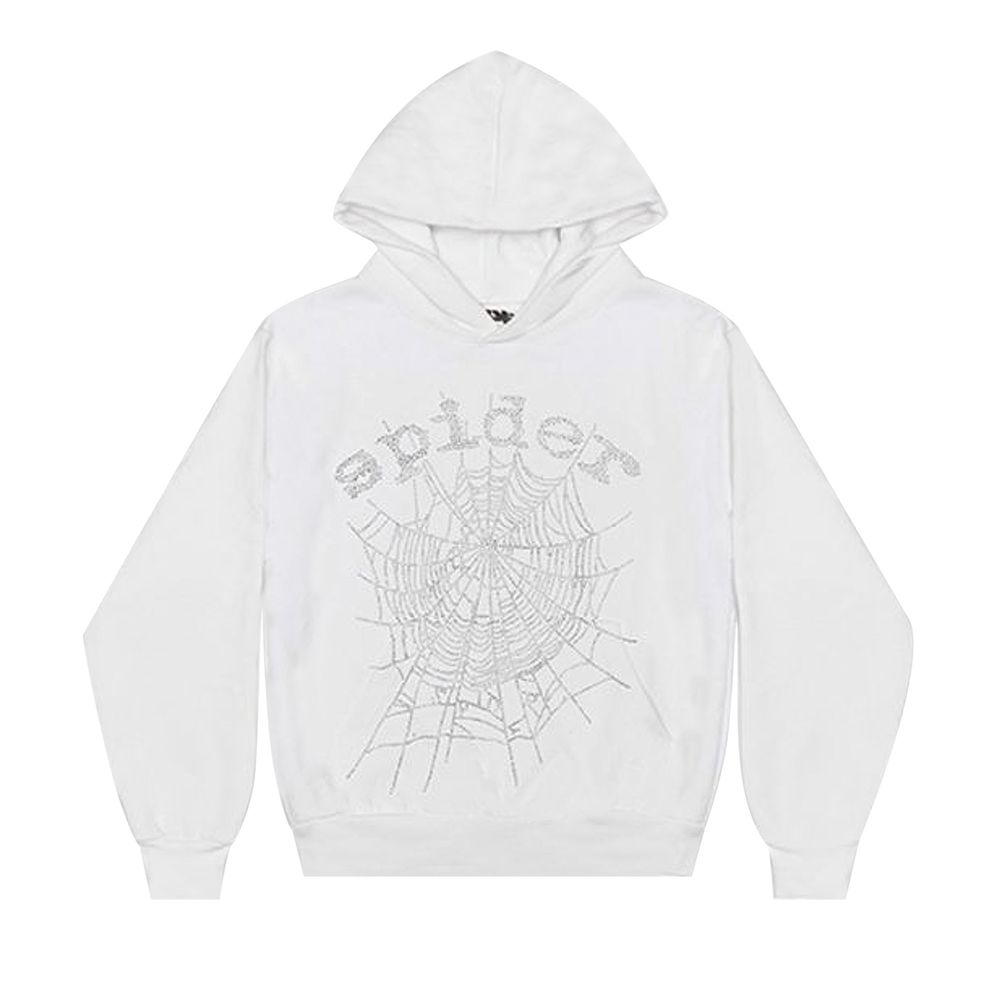Buy Sp5der OG Rhinestone Hoodie 'White' - 2406 1SS220106OGRS WHIT | GOAT