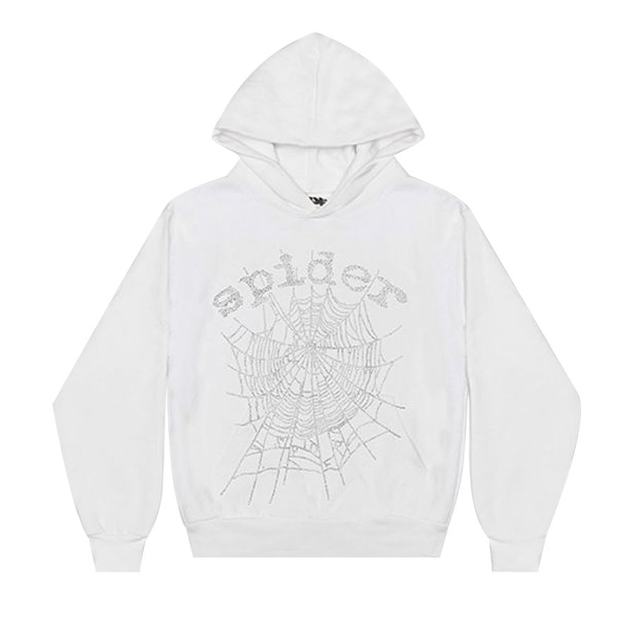 Buy Sp5der OG Rhinestone Hoodie 'White' - 2406 1SS220106OGRS WHIT | GOAT