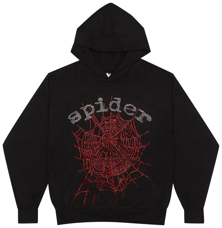 Buy Sp5der OG Rhinestone Hoodie 'Black' - 2406 1SS220106OGRS BLAC | GOAT