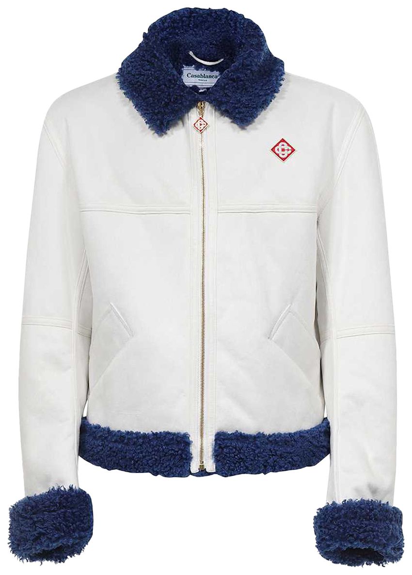 Buy Casablanca Faux Fur Aviator Jacket 'White/Blue' - MF22 JK 014 01 ...