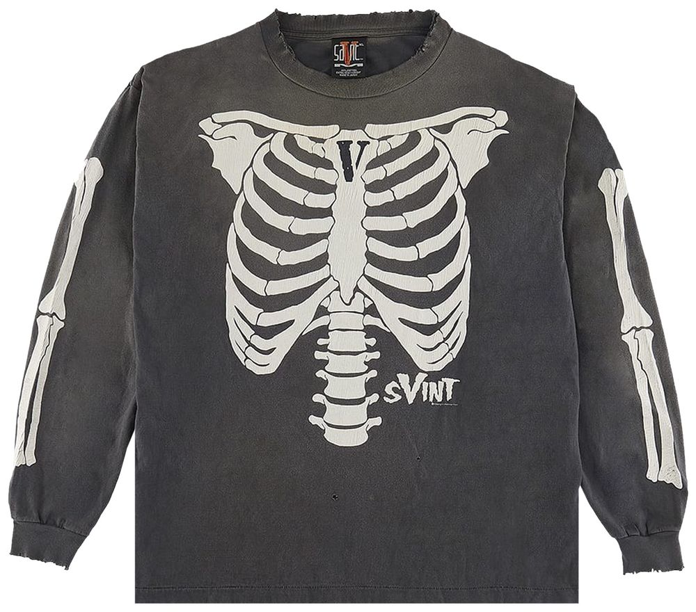 Buy SAINT Mxxxxxx x Vlone Bone Long-Sleeve 'Black' - SM A22 0000 078 | GOAT