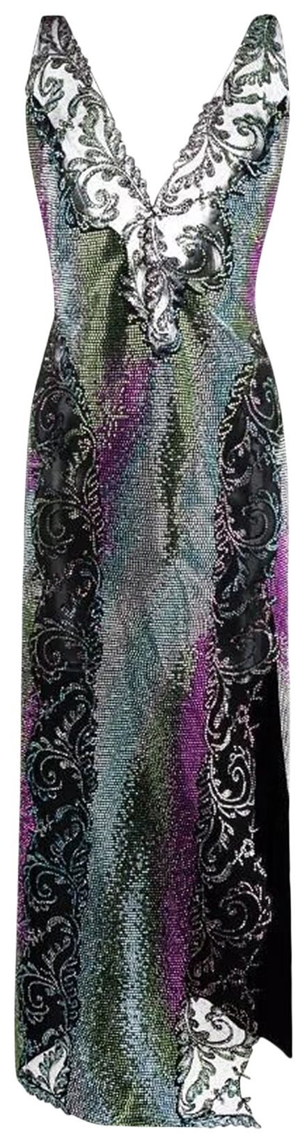 Buy Versace Crystal Embellished Semi Sheer Evening Dress Black