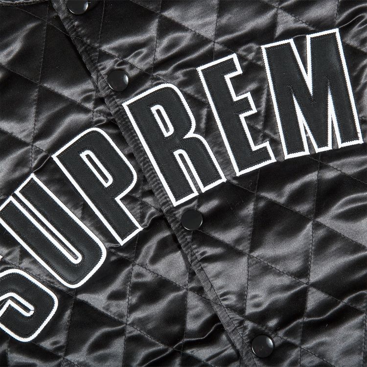 Buy Supreme Quilted Satin Varsity Jacket 'Black' - SS17J72 BLACK | GOAT