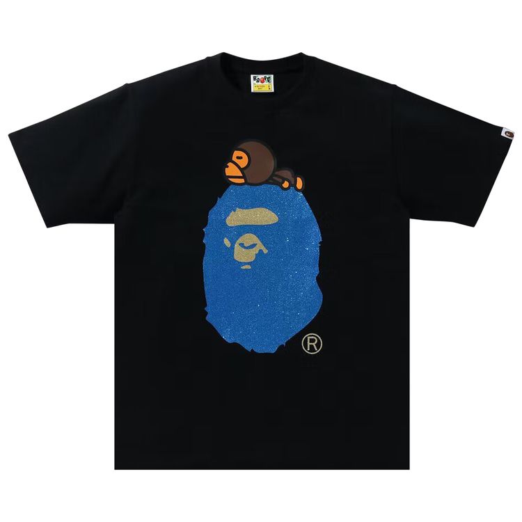 Buy BAPE Glitter Milo On Big Ape Head Tee 'Black/Blue' - 2H80 110 042 ...