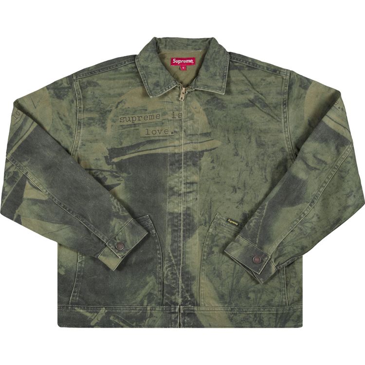 Buy Supreme Is Love Denim Work Jacket 'Olive' - FW19J53 OLIVE | GOAT