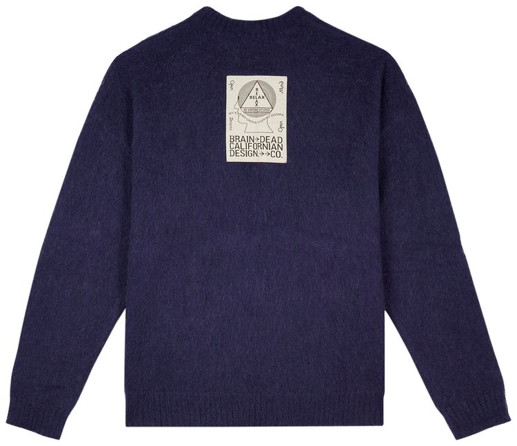 Buy Brain Dead Logohead Pile Crewneck Sweater 'Navy ...