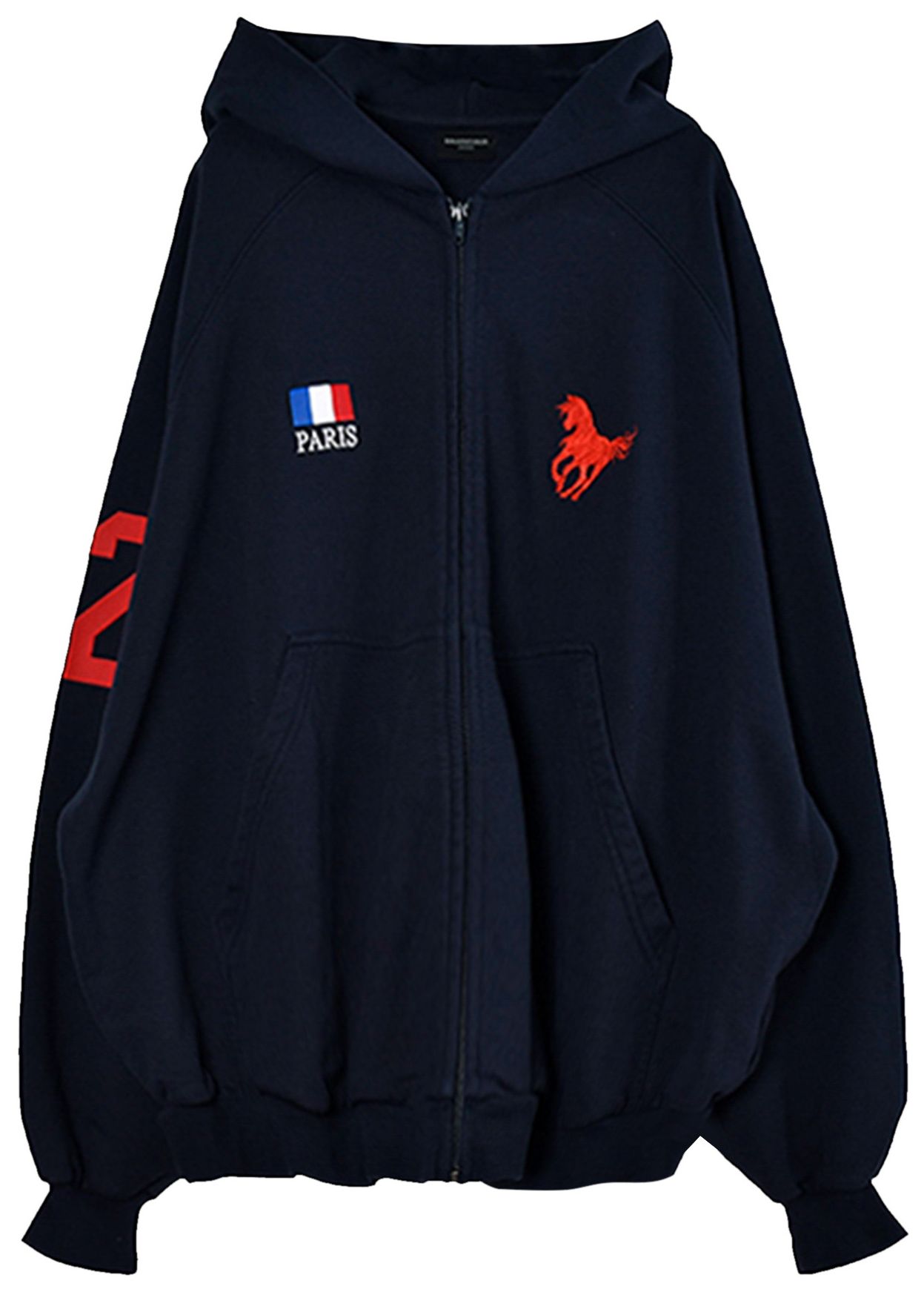 Buy Balenciaga Zip Up Hoodie 'Dark Navy' - 720425 TNVD4 4100 | GOAT