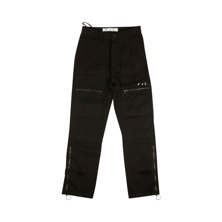 Buy Off-White Logo Slim Cargo Pants 'Black/White ...