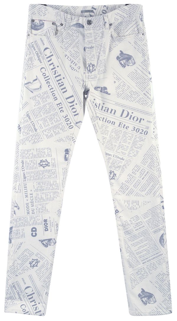 Buy Dior Arsham Newspaper Jeans 'White' - 013DS01BY983 C088 | GOAT