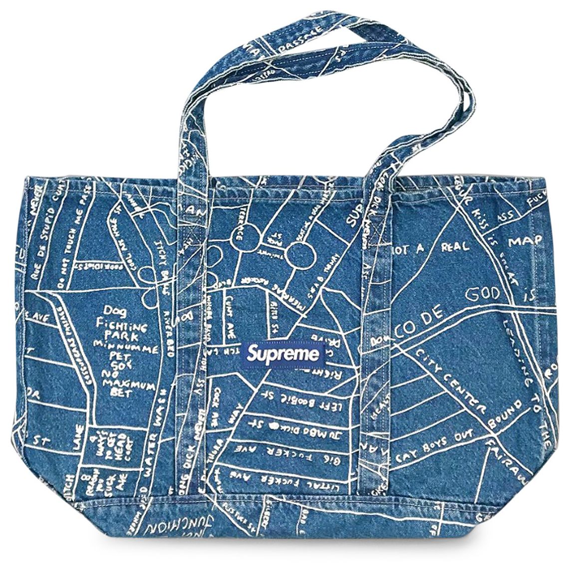 Buy Supreme Gonz Map Denim Tote 'Blue' - SS19B16 BLUE | GOAT