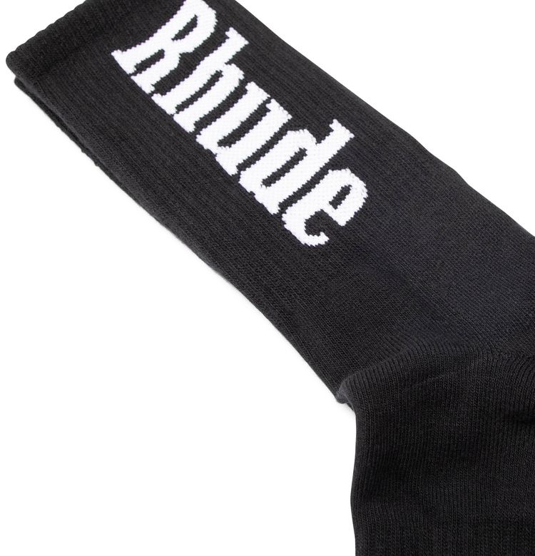 Buy Rhude Vertical Logo Socks 'Black/White' - 07MS20198 | GOAT