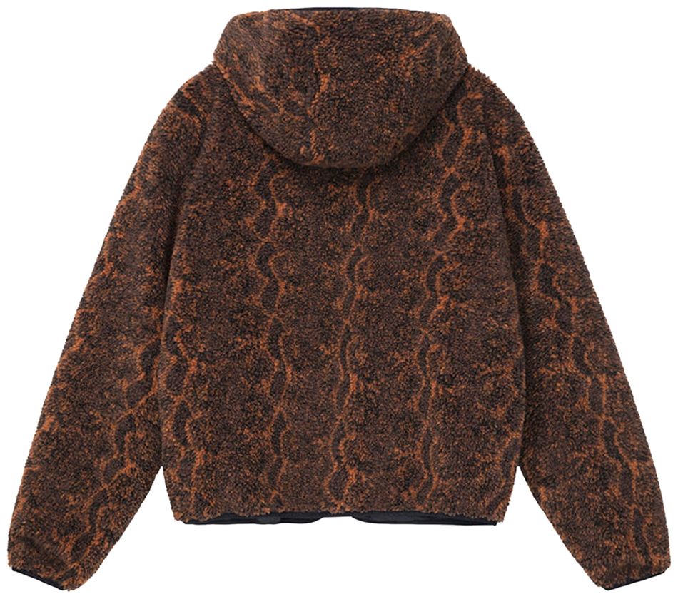 Buy Stussy Snake Jacquard Sherpa Jacket 'Brown' - 118504 BROW | GOAT