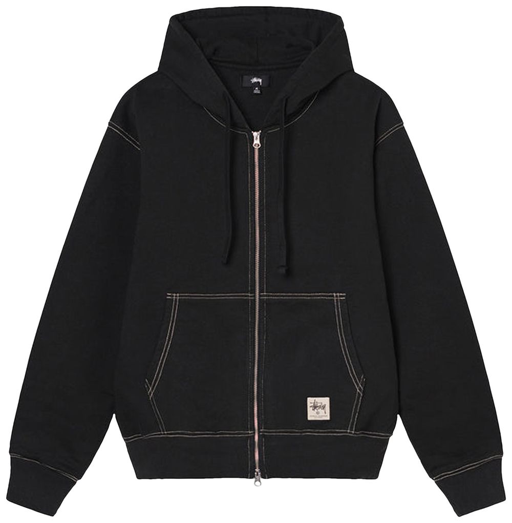 Buy Stussy Double Face Label Zip Hoodie 'Black' - 118460 BLAC | GOAT