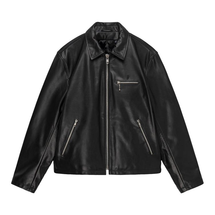 Buy Stussy Leather Bing Jacket 'Black' - 115668 BLAC | GOAT