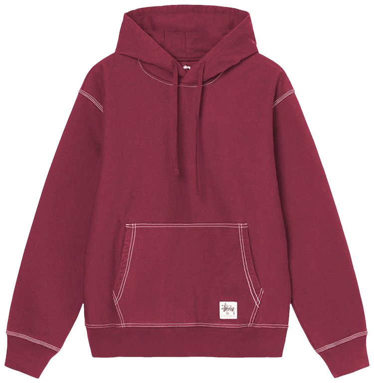 Buy Stussy Contrast Stitch Label Hoodie 'Berry' - 118459 BERR | GOAT