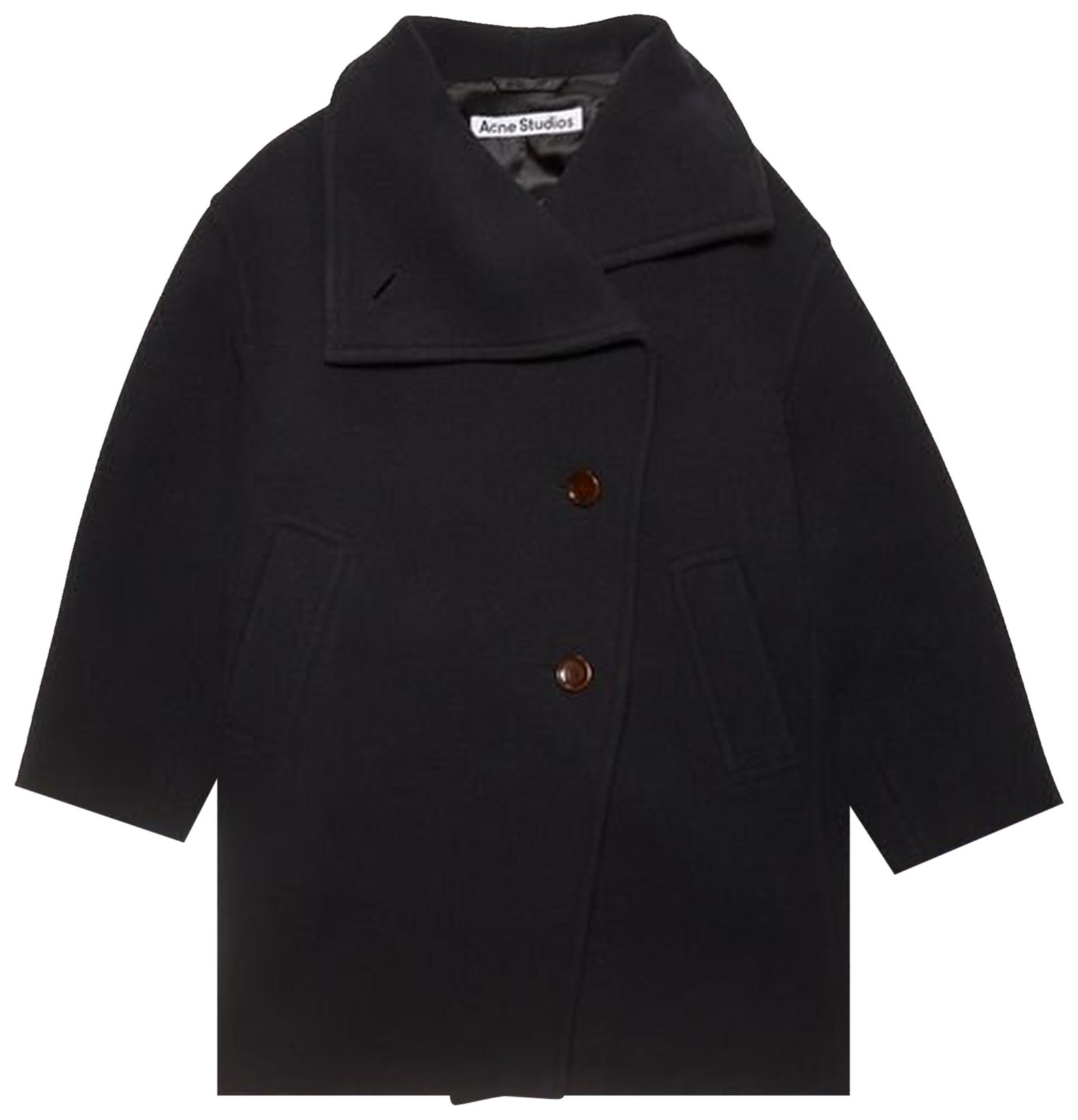 Buy Acne Studios Wool Funnel Neck Coat 'Black' - A90464 GOAT BLAC | GOAT