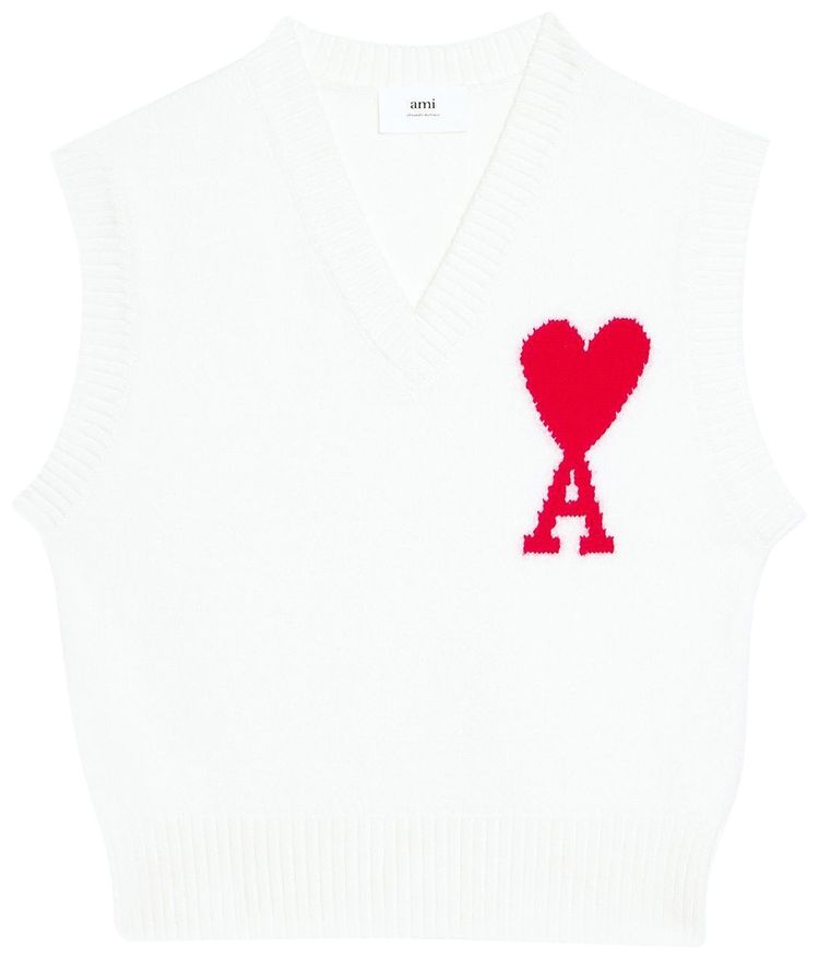 Buy Ami Sleeveless Sweater Off Whitered Uks702 018 154 Goat