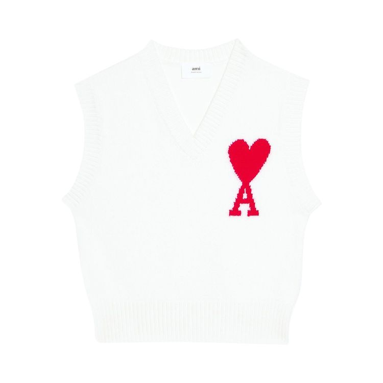 Buy Ami Sleeveless Sweater Off Whitered Uks702 018 154 Goat