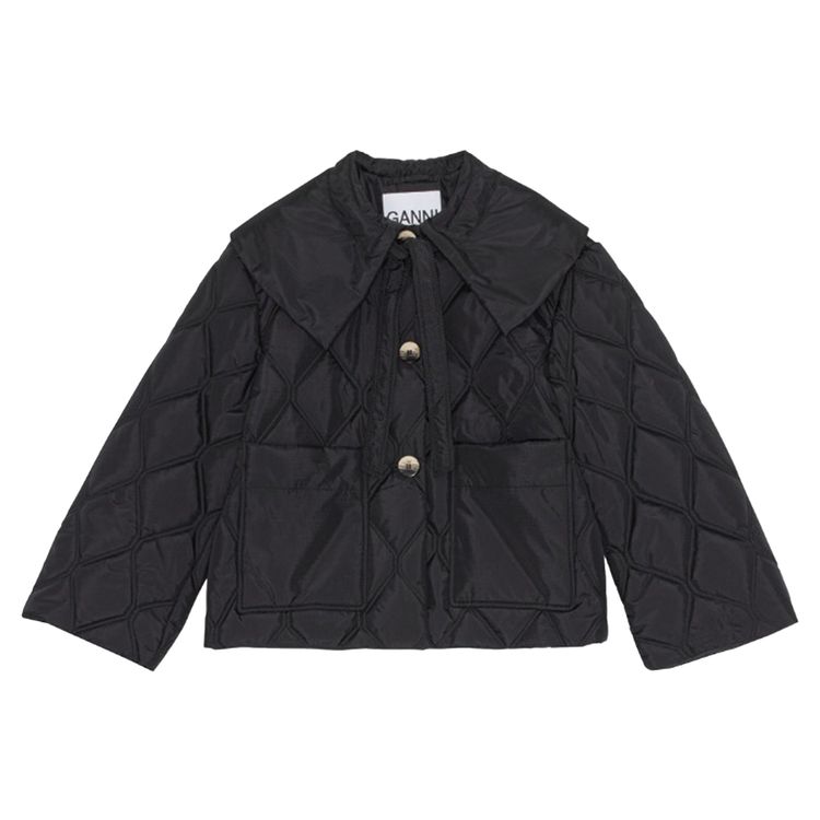 Buy GANNI Big Collar Jacket 'Black' - F7326 099 BLAC | GOAT
