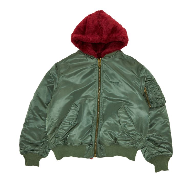 Buy Supreme Faux Fur Reversible MA-1 'Olive' - FW22J80 OLIVE | GOAT