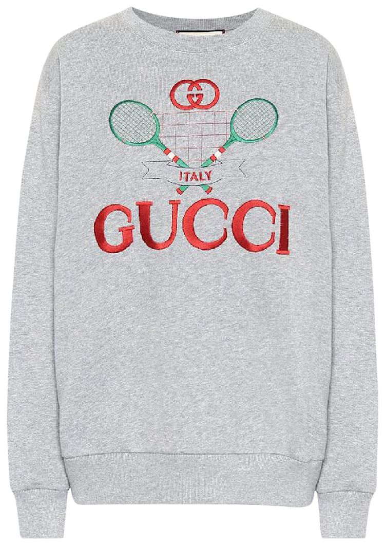 Buy Gucci Logo Embroidered Sweatshirt 'Grey Melange' - 469250 XJBIY ...