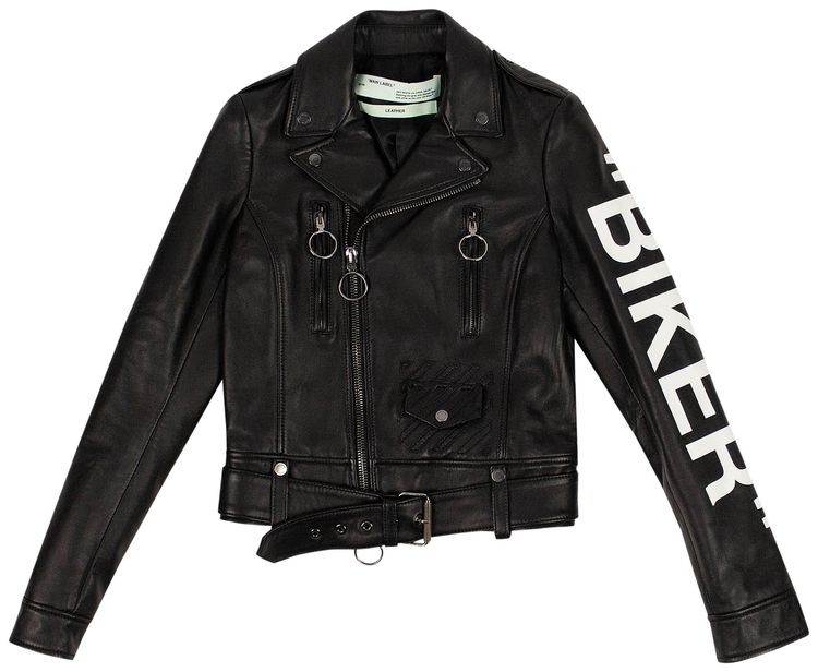 Buy Off-White Leather Biker Jacket 'Black' - OWJG002R199790581001 | GOAT