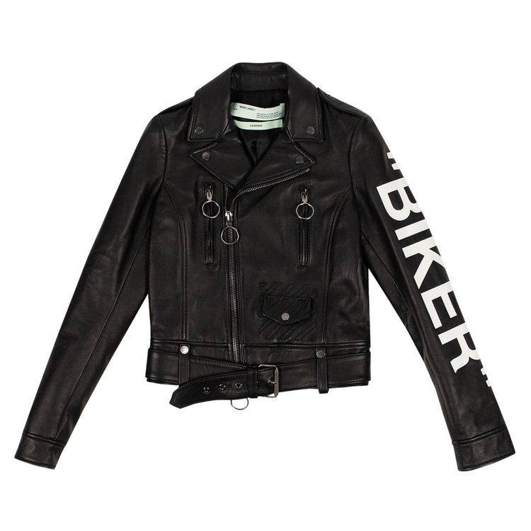 Buy Off-White Leather Biker Jacket 'Black' - OWJG002R199790581001 | GOAT