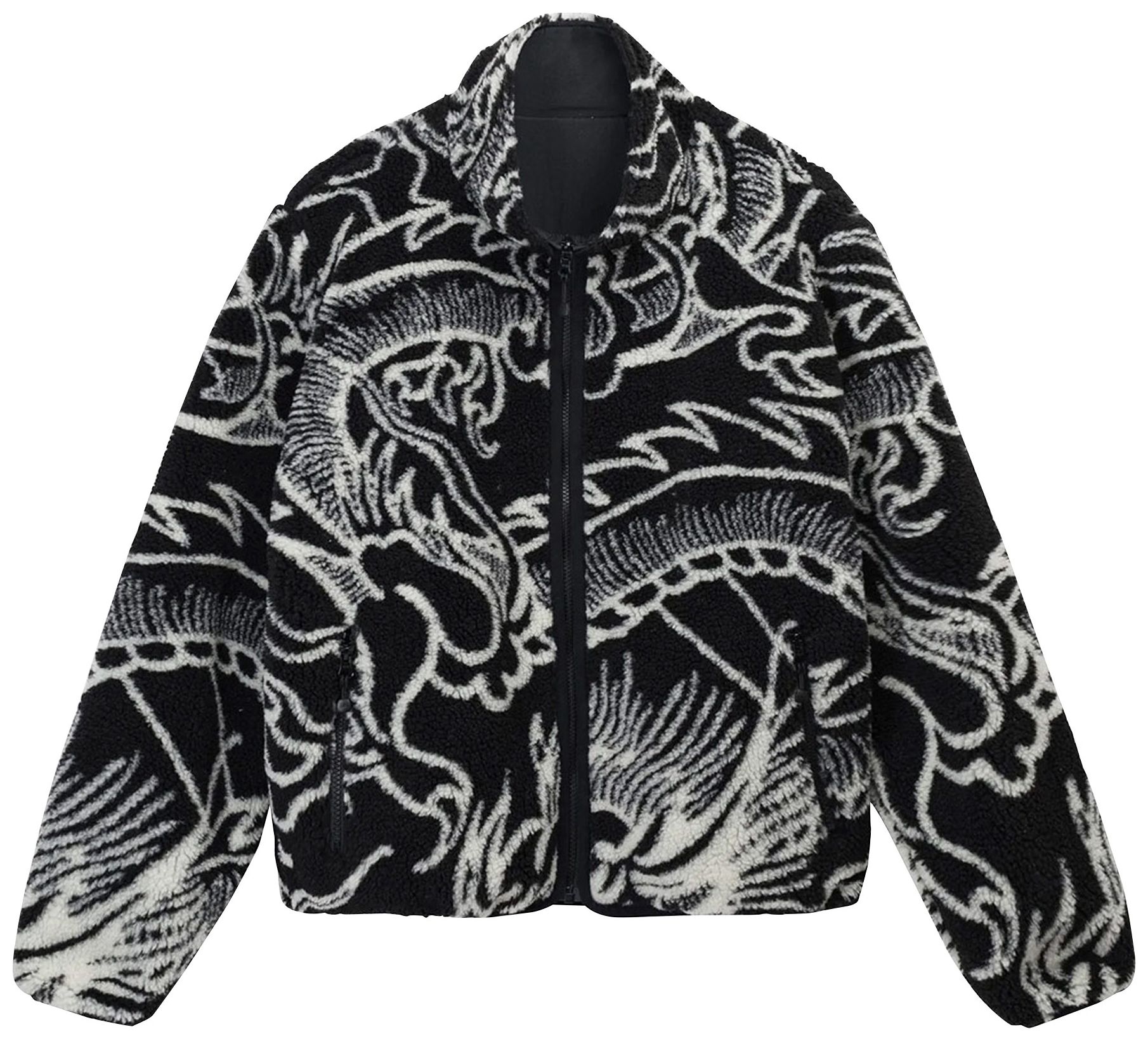 Buy Stussy Dragon Sherpa Jacket 'Black' - 118510 BLAC | GOAT
