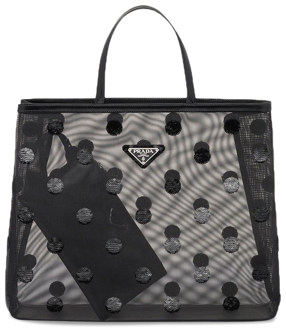 Buy Prada Sequined Mesh Tote Bag 'Black' - 1BG416 2DZ8 F0002 | GOAT