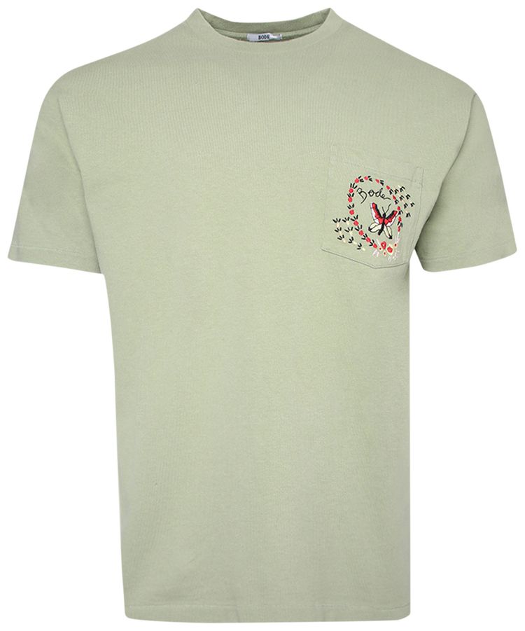 Buy Bode Leafwing Pocket Tee 'Mint' - MRF22CS003 MINT | GOAT