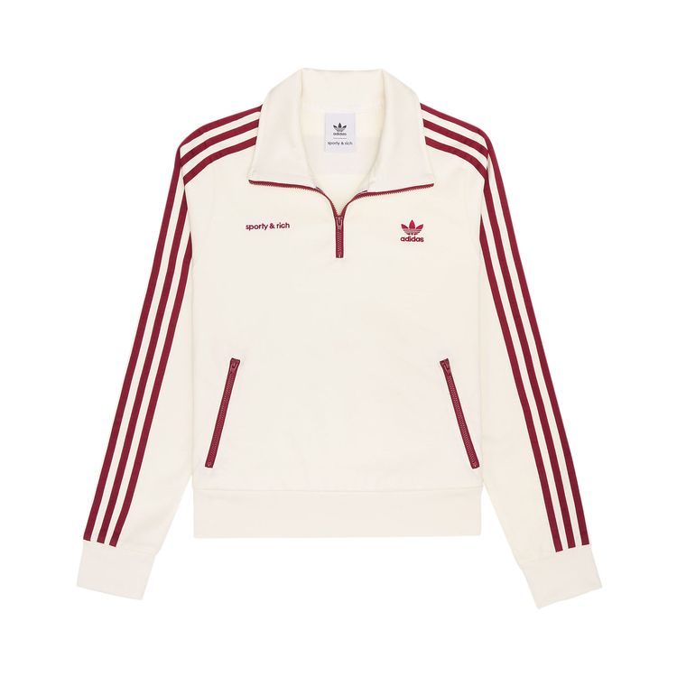 Buy Sporty & Rich x Adidas Quarter Zip Track Jacket 'Cream/Merlot ...