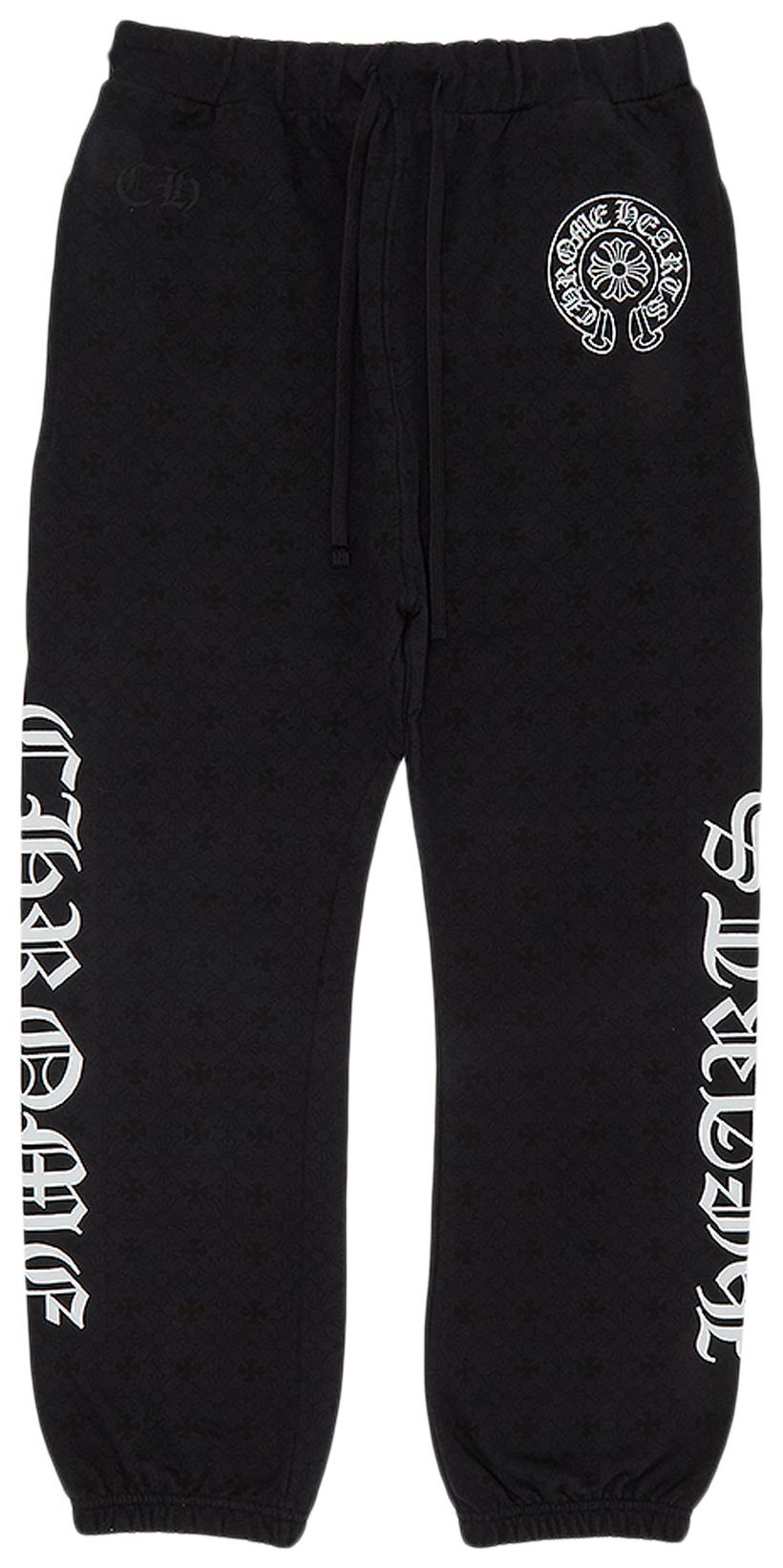 Buy Chrome Hearts All Over Monogram Horseshoe Logo Sweatpants 'Black ...