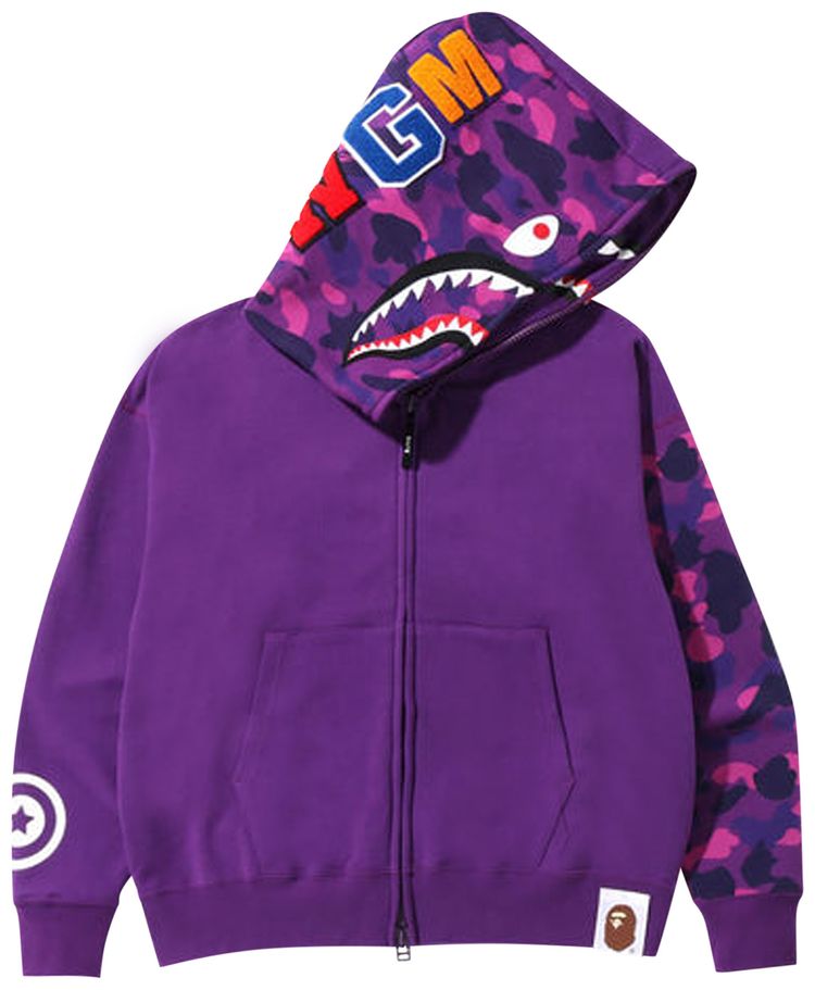 Buy Bape Color Camo Giant Shark Loose Fit Full Zip Hoodie Purple 1i30 115 018 Purple Goat