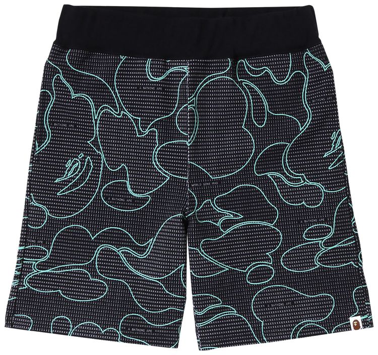 Buy BAPE Text Code Camo Sweat Shorts 'Black' - 1I30 153 009 BLACK | GOAT