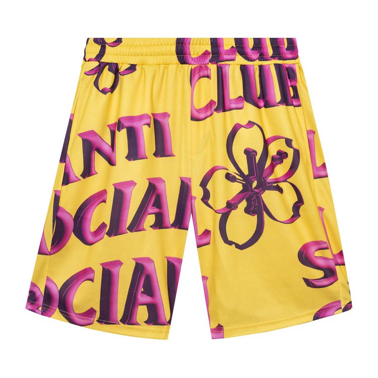 Buy Anti Social Social Club Coral Crush Bored Yellow Mesh Shorts ...