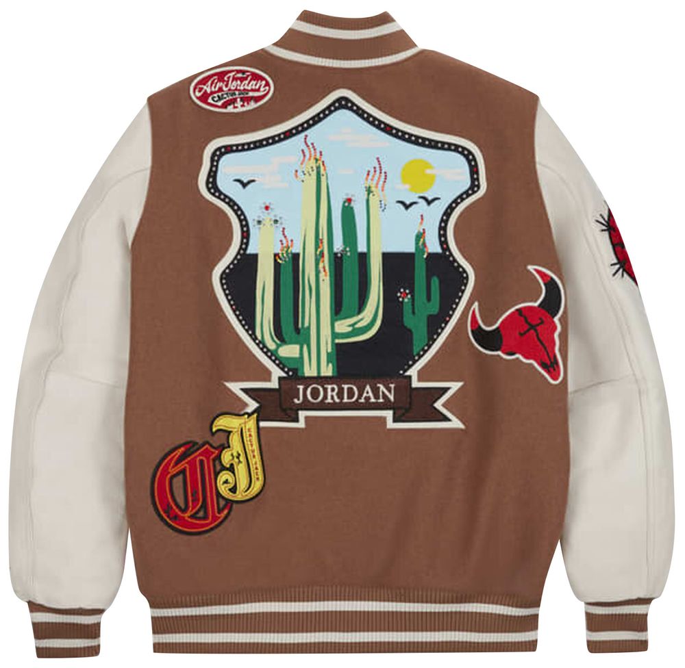 Buy Air Jordan x Travis Scott Varsity Jacket 'Antique Brown' - DO4103 ...