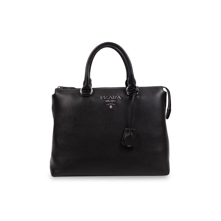 Buy Prada Calf Leather Dual Top Handle Medium Handbag Tote 'Black' - 1BA 63 2E8K F002 V OWM ...