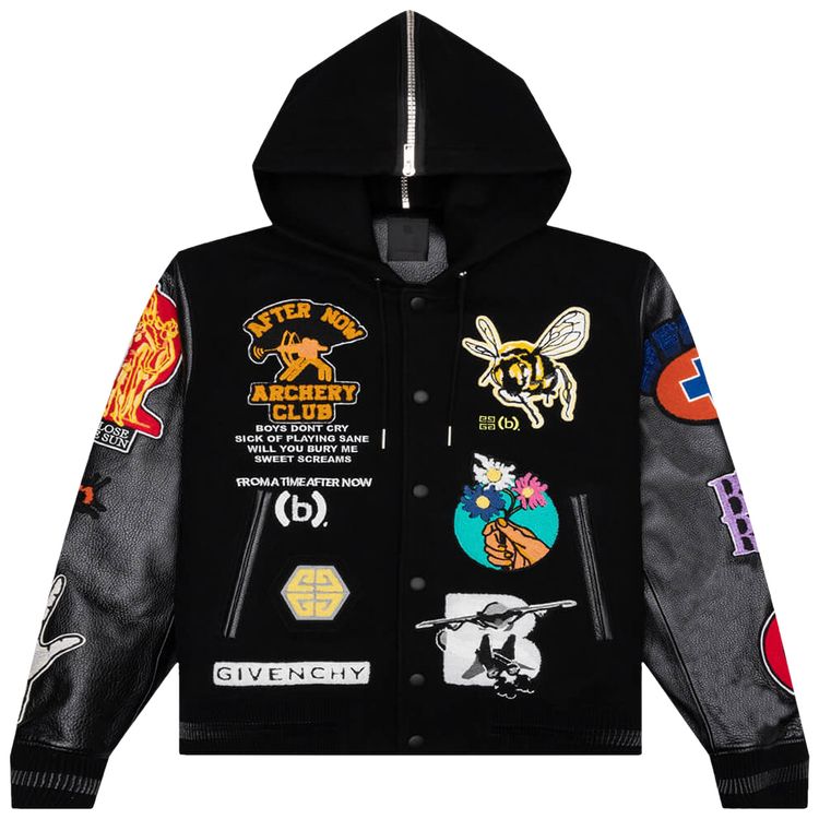 Buy Givenchy Hooded Varsity Jacket 'Black' - BM011T6Y1R 001 | GOAT