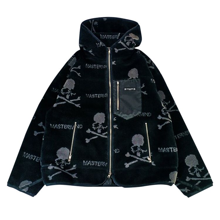 Buy Mastermind All Over Skull Logo Sherpa Zip Jacket 'Black' - MJ22E09 ...