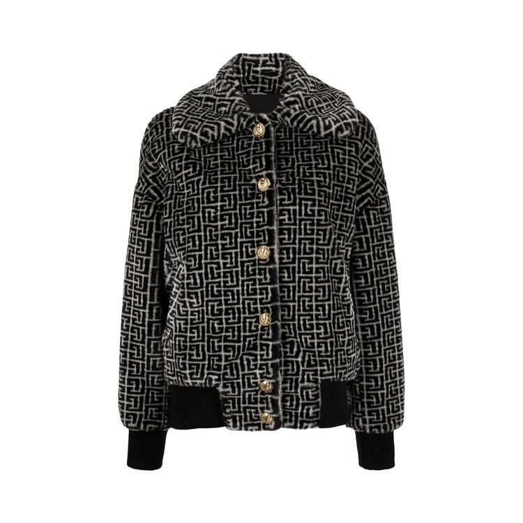 Buy Balmain Monogram Single Breasted Coat 'Black/White' - YF1TF031XC71 ...