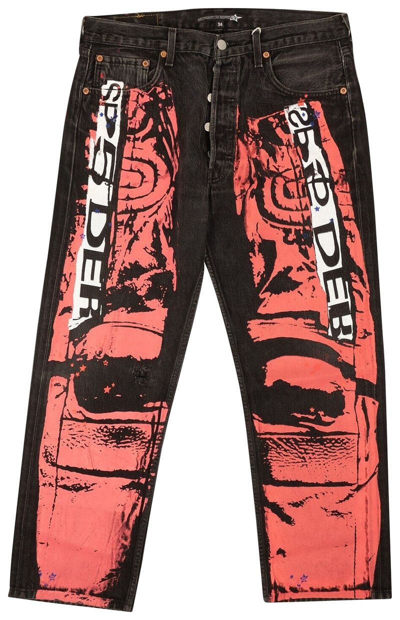 Buy Sp5der x Levi's Vintage Painted Work Moto Jeans 'Black' - 2406 ...