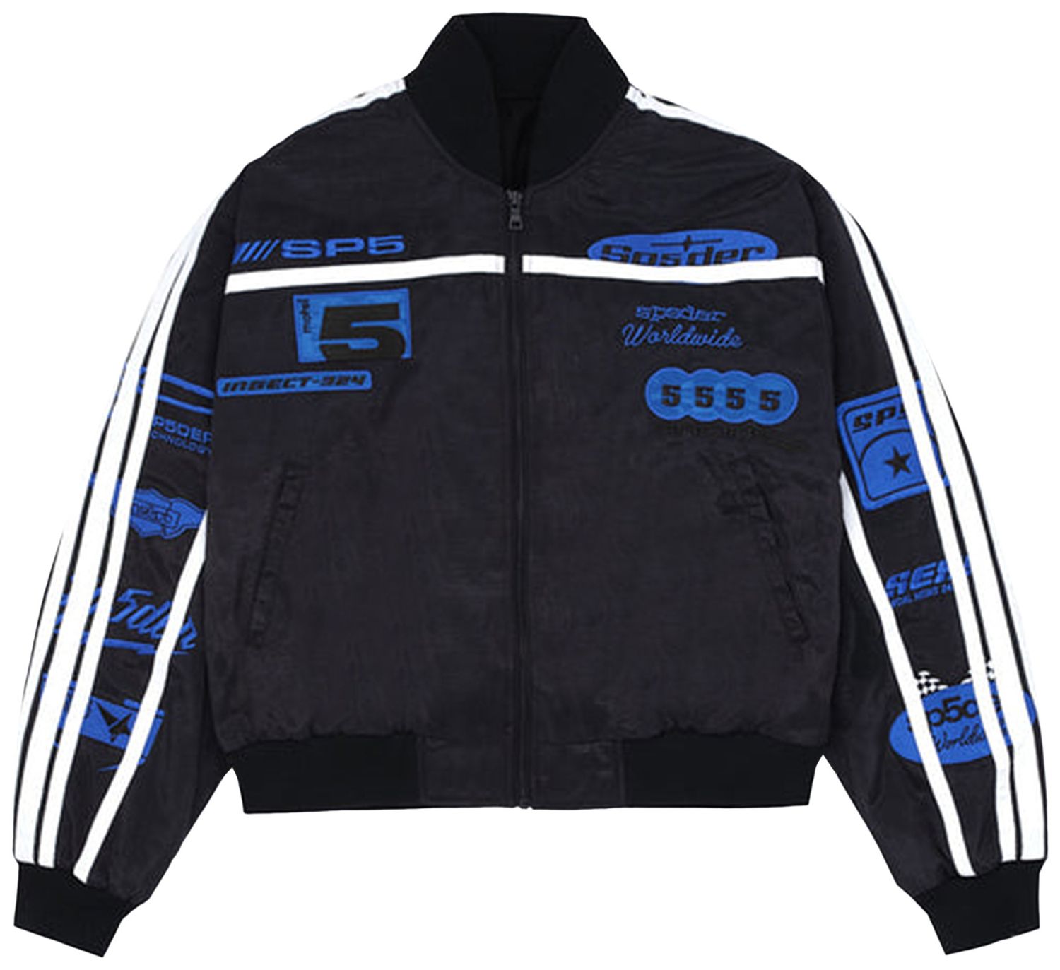 Buy Sp5der Satin Bomber Jacket 'Black' - SP5 8D SBJ BLK | GOAT