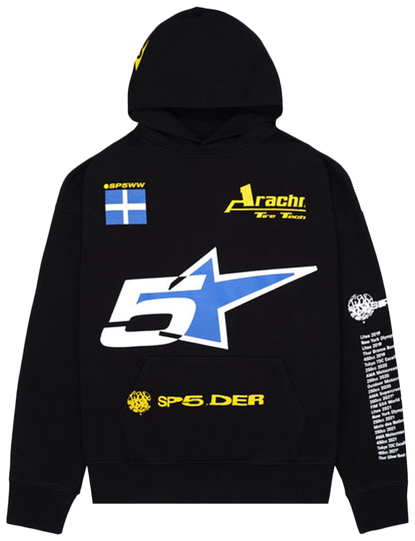 Buy Sp5der Pit Crew Oversized Hoodie 'Black' - SP5 8D PHD BK | GOAT