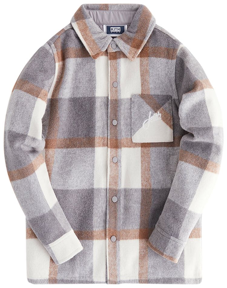 Buy Kith Kids Fleece Plaid Ginza 'Ghost Grey' - KHK010061 006 | GOAT