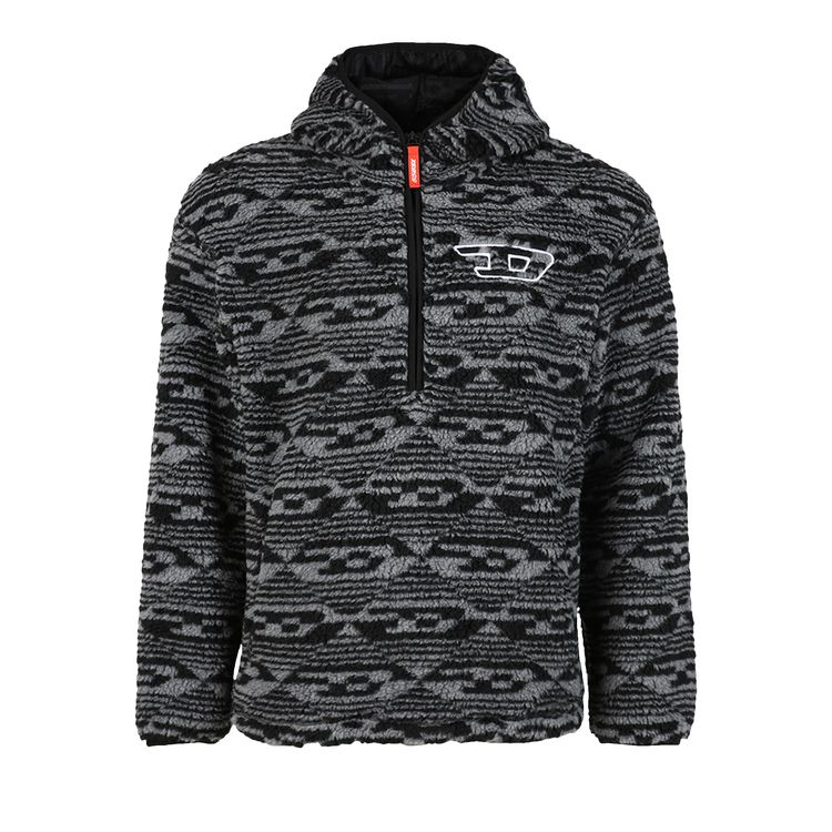 Buy Diesel Monogram Teddy Half-Zip Fleece 'Black' - A08280 0JLAK 900 | GOAT