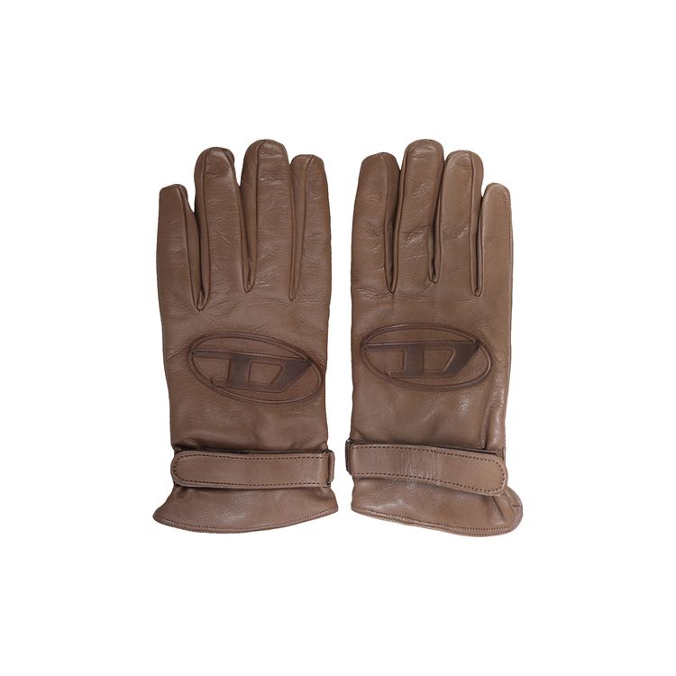 Buy Diesel G-Dermont Leather Gloves 'Brown' - A08257 0SGAL 7EA | GOAT