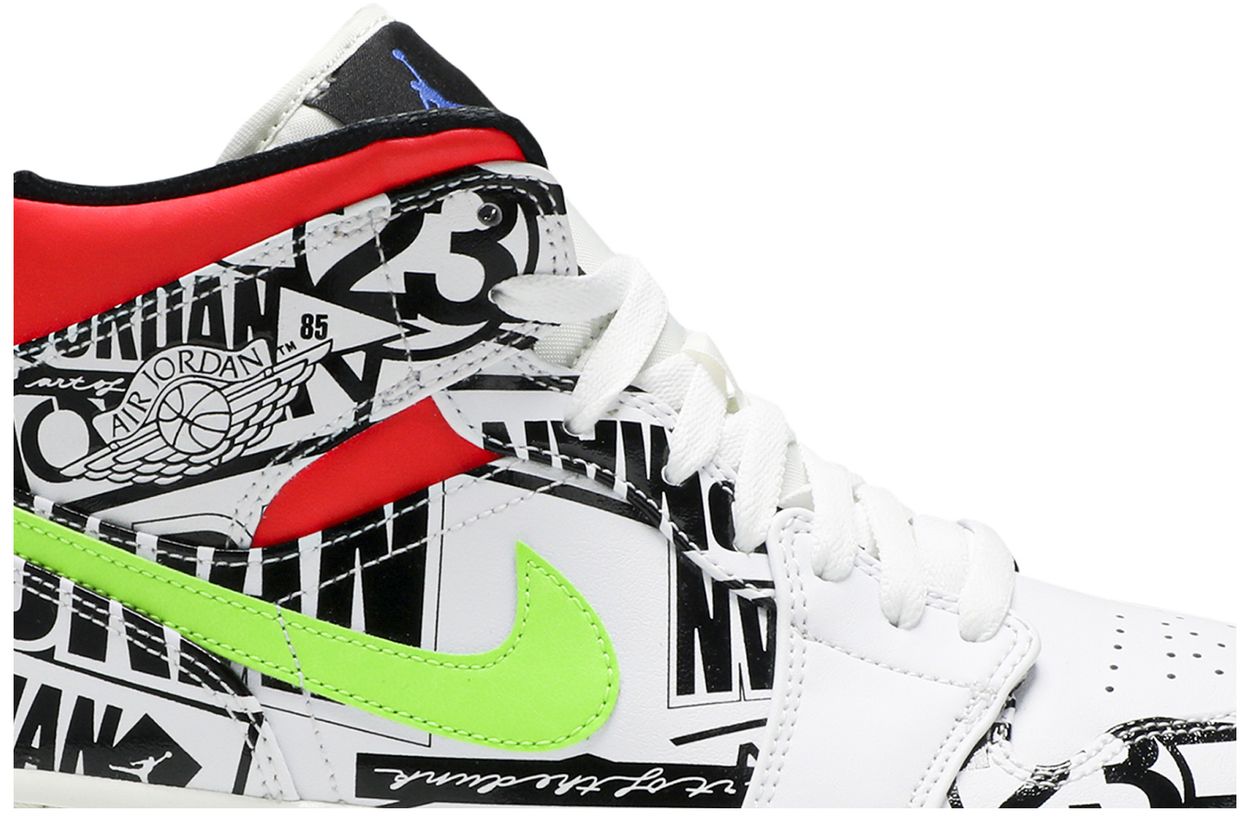 Buy Air Jordan 1 Mid 'Over-Print Logos' - 554724 119 | GOAT